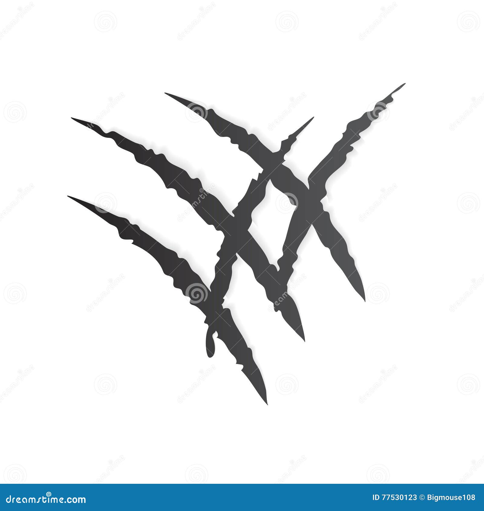 Cat Claw Scratching. Black Paw Print Leg Foot In The Corner. Bloody ...