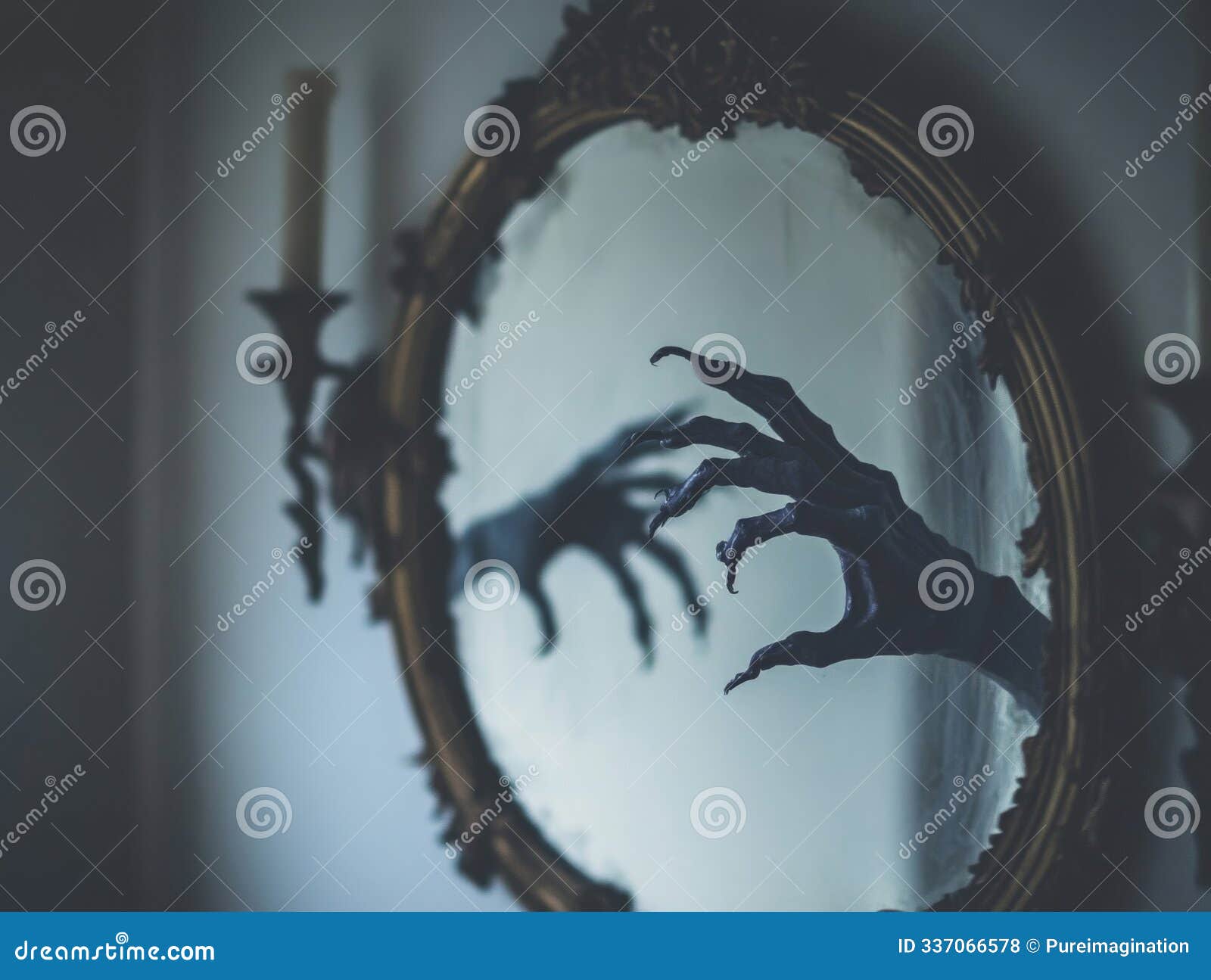 A Clawed Hand Reaching Out from a Mirror Stock Illustration ...