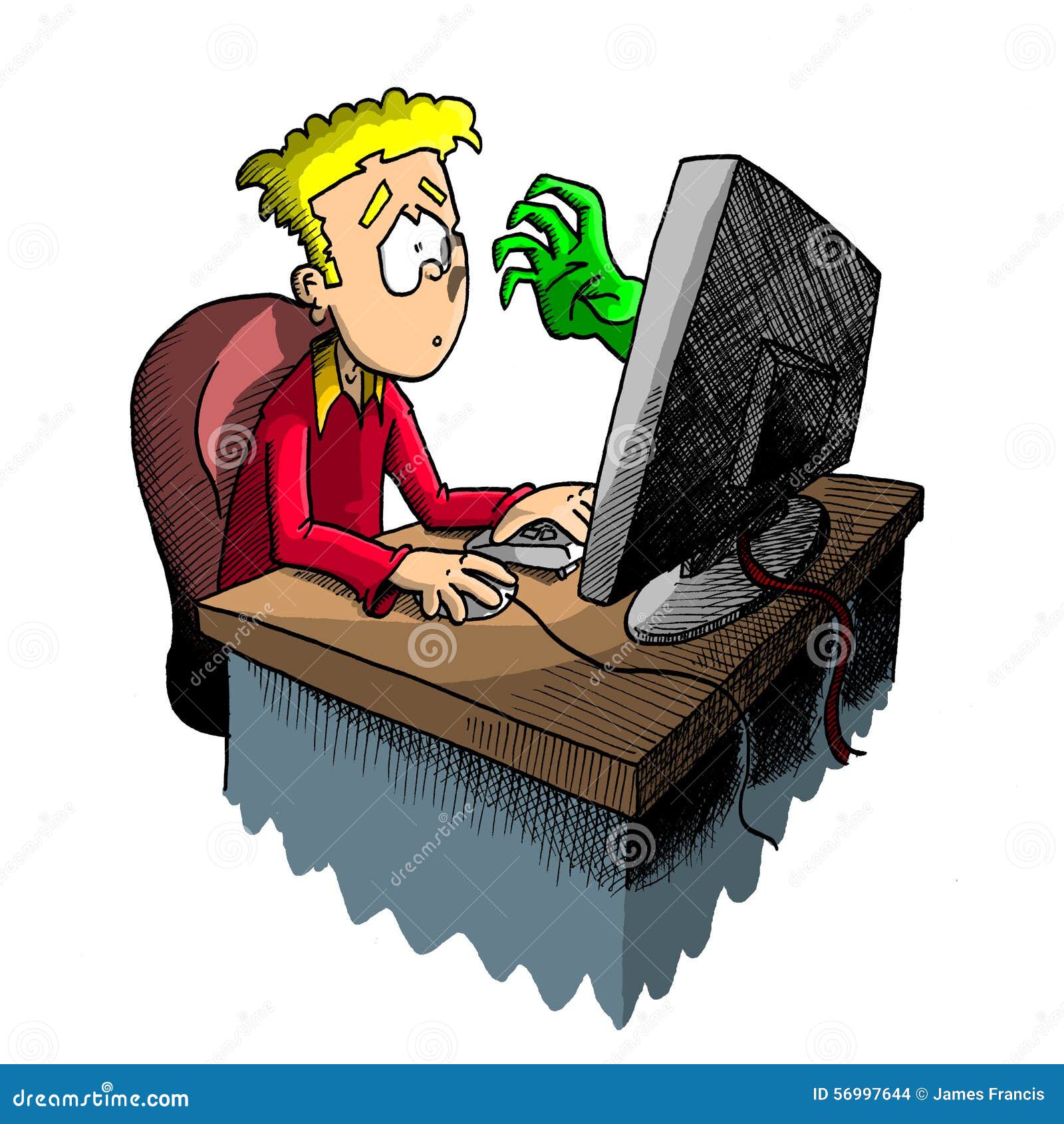 Clawed Hand Reaching Out To Computer User Stock Illustration ...