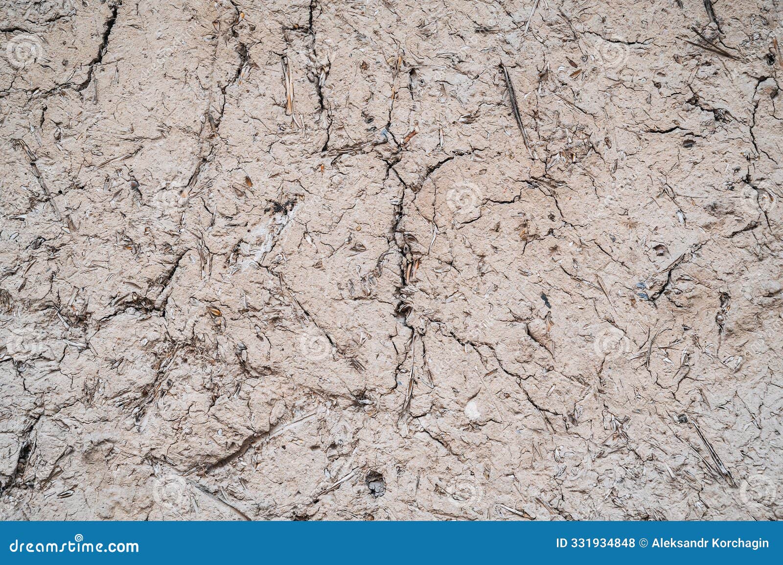 Clay Adobe Wall with Straw for Texture and Background. Stock Photo ...