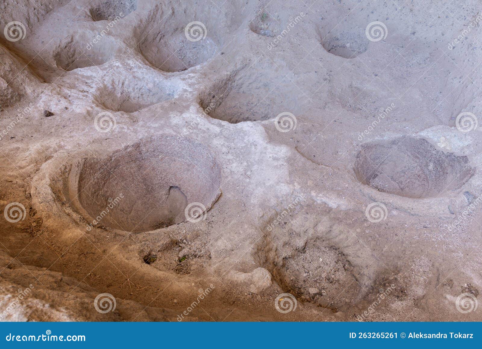 Clay Amphoras in a Stone Floor of Wine Cellar in Vardzia Cave Monastery ...