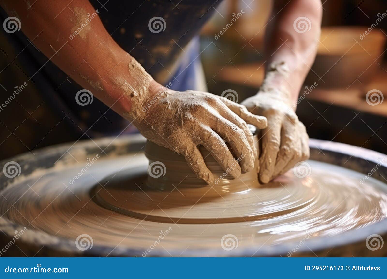 Clay Being Shaped on a Spinning Potters Wheel Stock Image - Image of ...
