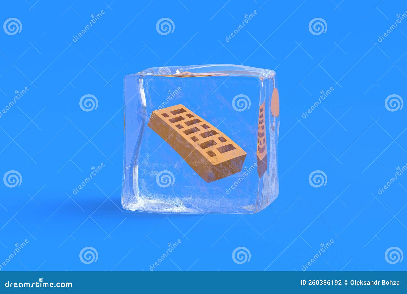 Clay brick in ice cube stock illustration. Illustration of brick ...