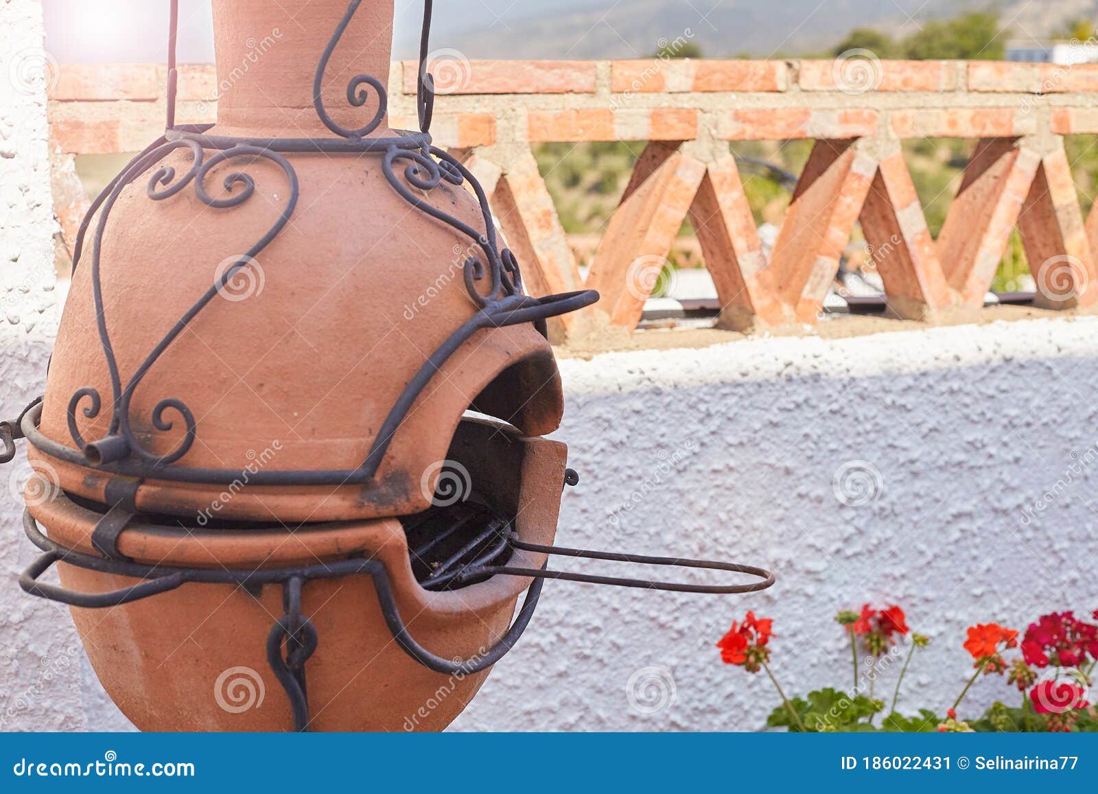 Clay Burner with a Wrought Iron Pattern on the Terrace and Balcony ...