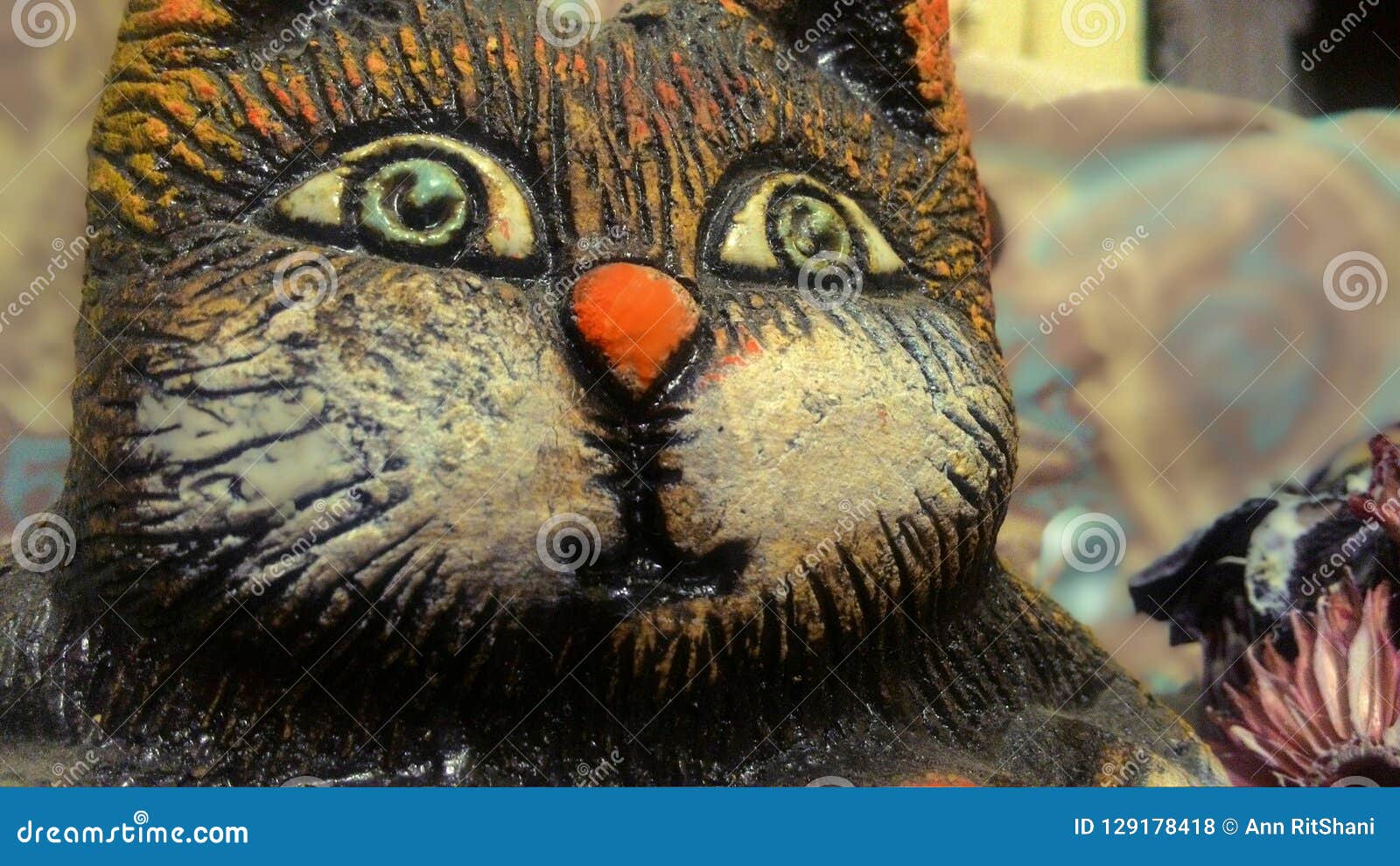 Clay cat stock photo. Image of head, fictile, earthen - 129178418