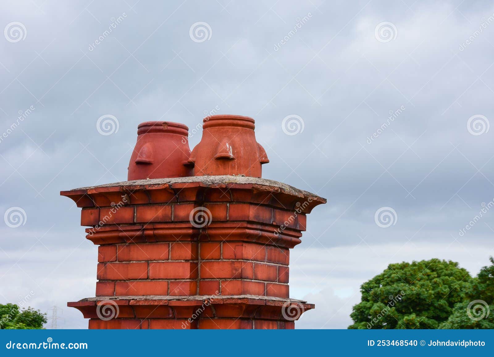 Clay chimney pots stock photo. Image of brick, britain - 253468540