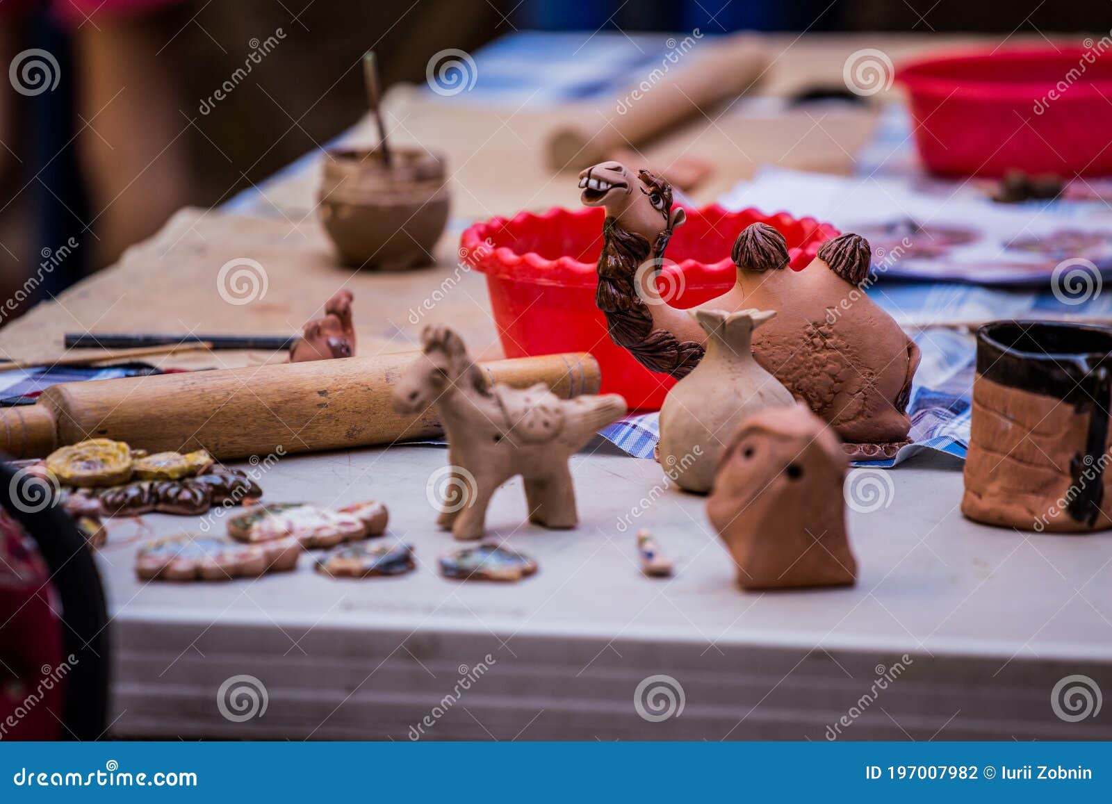 Clay Figurines Made in the Image of Animals Stock Photo - Image of ...
