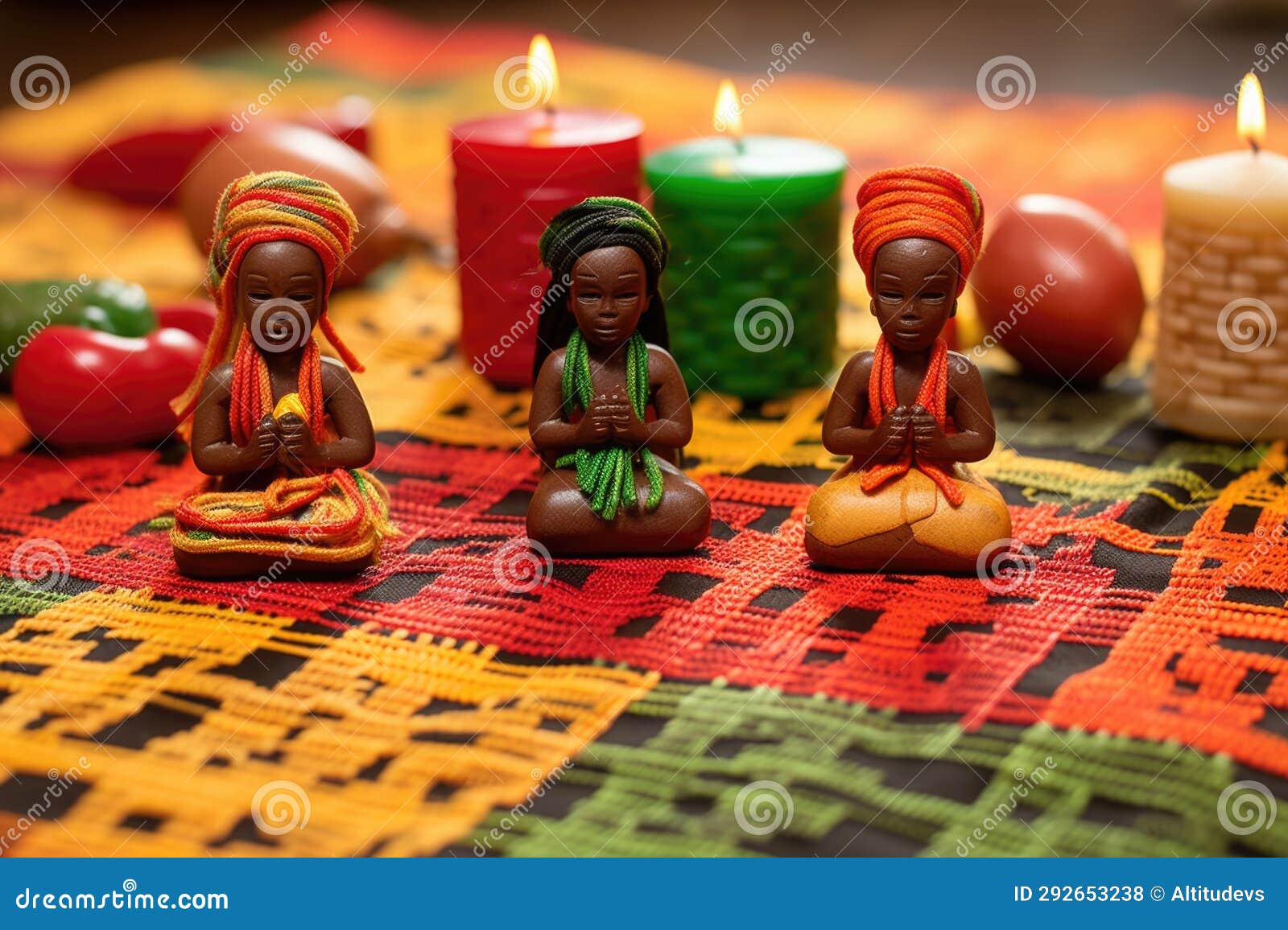 Clay Figurines on a Woven Mat for Kwanzaa Stock Photo - Image of ...