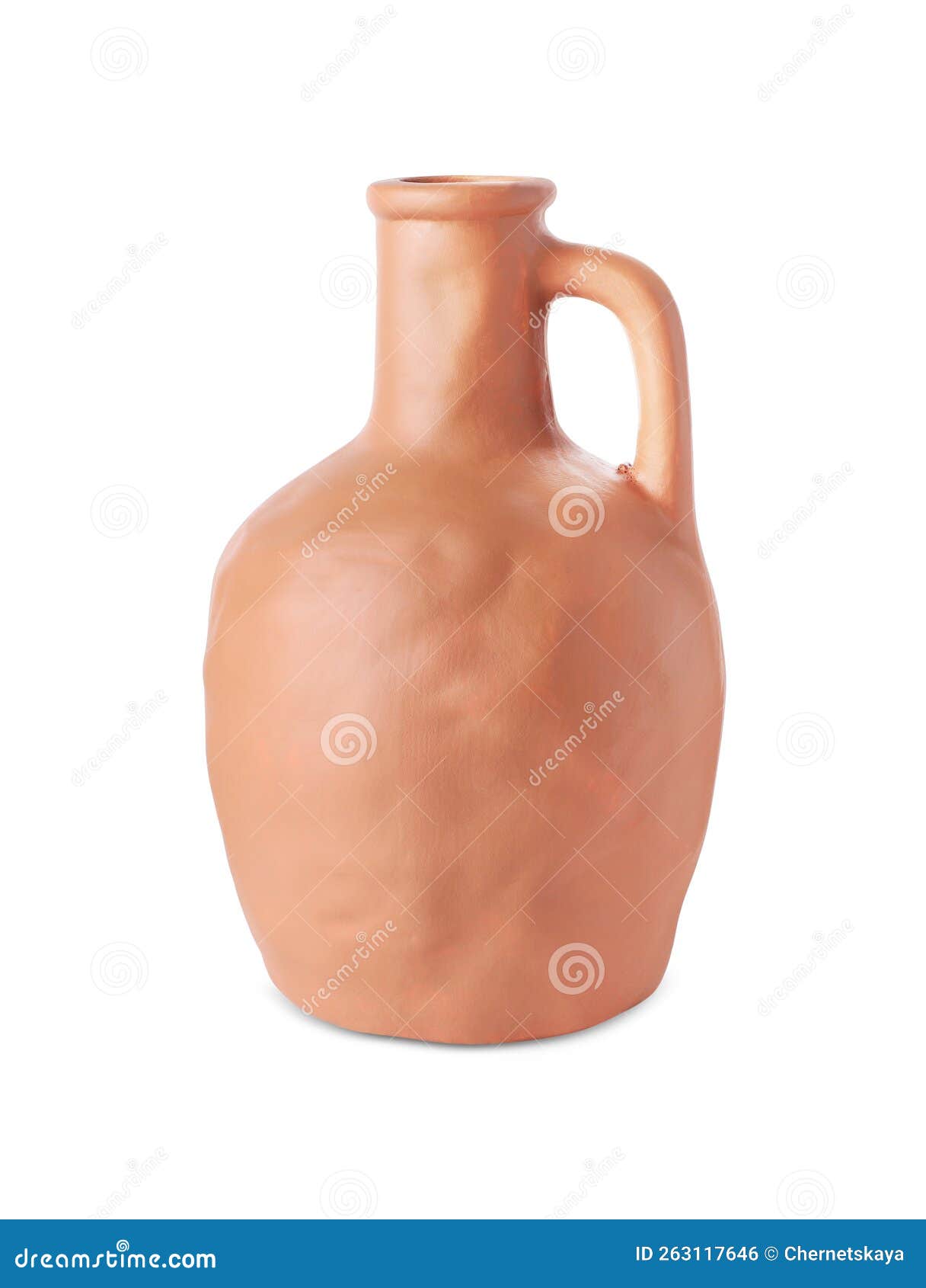 Clay Flagon with Handle Isolated on White Stock Photo - Image of milk ...