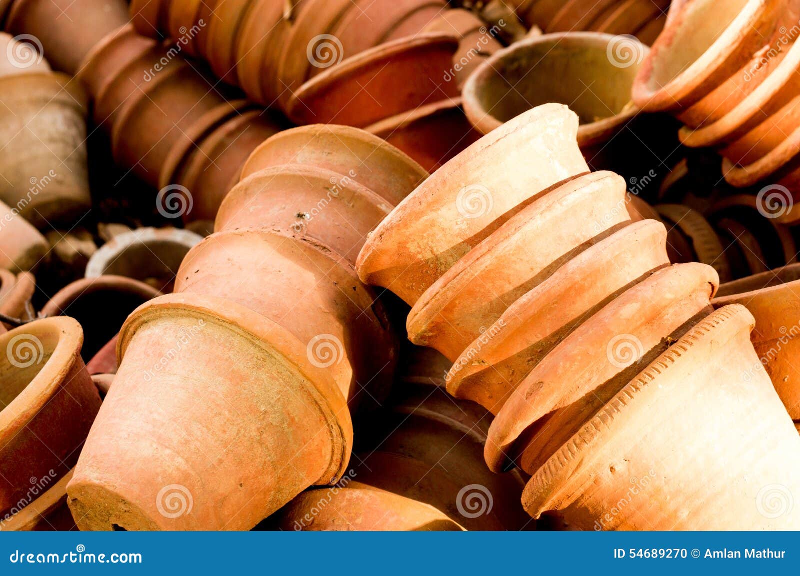 Clay Flower Pots Lying in Stacks Stock Photo - Image of terracota ...