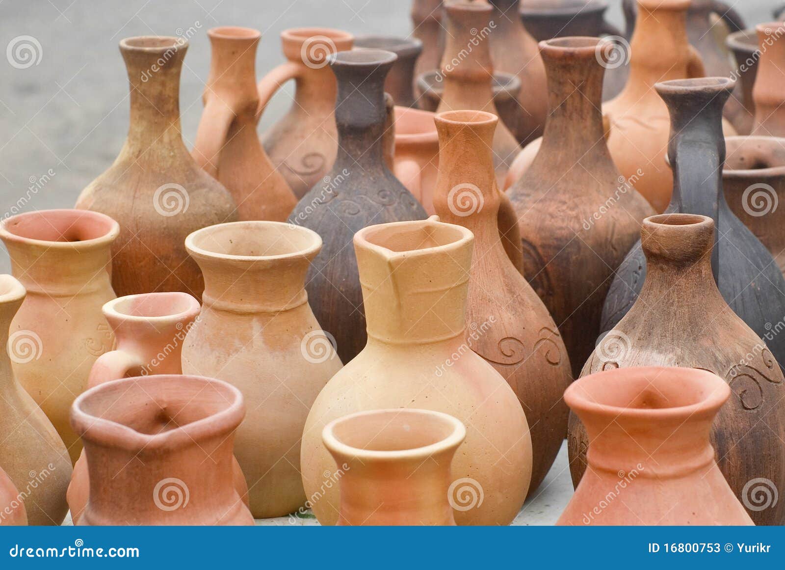 Clay jugs stock image. Image of natural, pitcher, mouth - 16800753