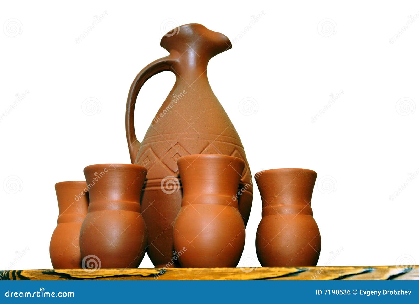 Clay Jugs Cups Isolated on White Stock Photo - Image of culture ...