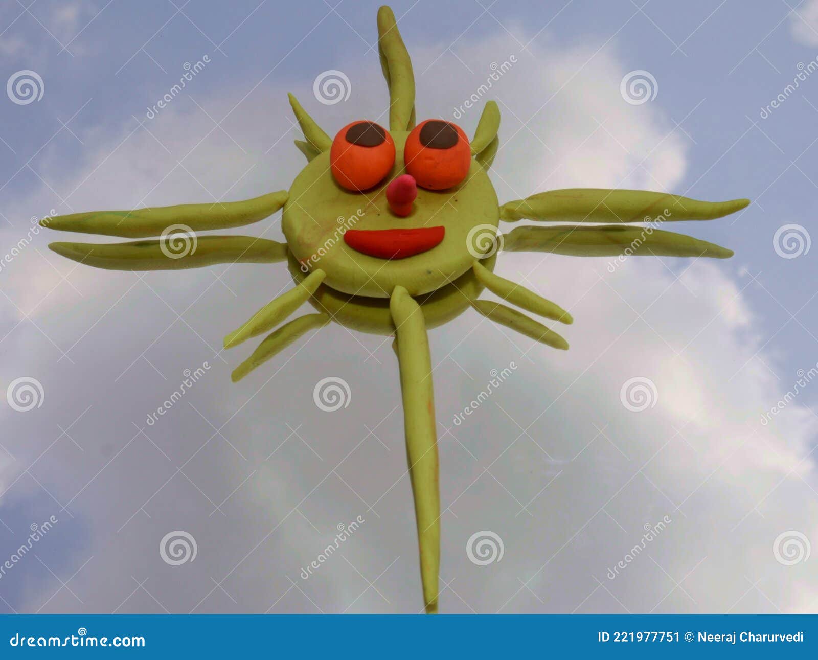 Clay Made Sun Cartoon Eyes with Smiling Face Stock Image - Image of ...