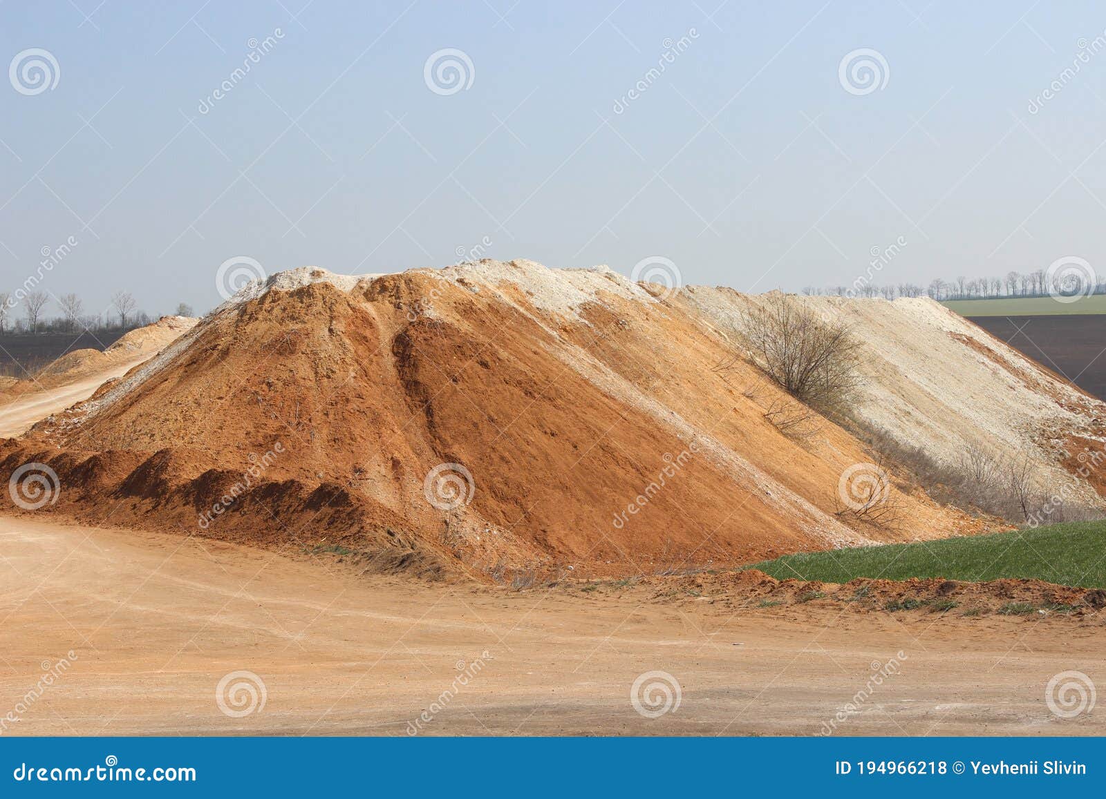 Clay Mining. Waste Soil Hill and Quarry Road. Stock Photo - Image of ...