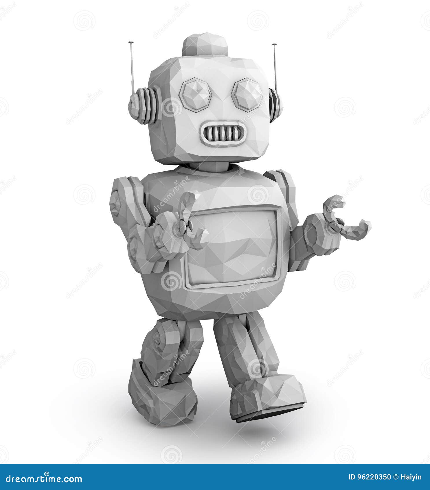 Clay Model Rendering of Retro Robot Stock Illustration - Illustration ...