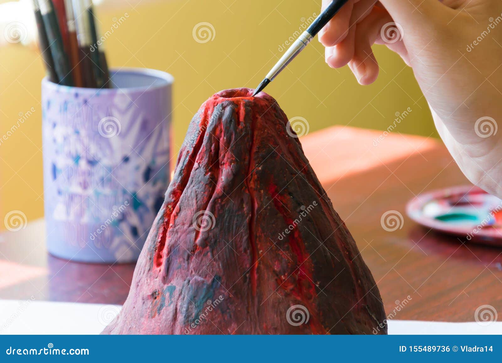 Clay Model of Volcano, School Projects Stock Photo - Image of clay ...