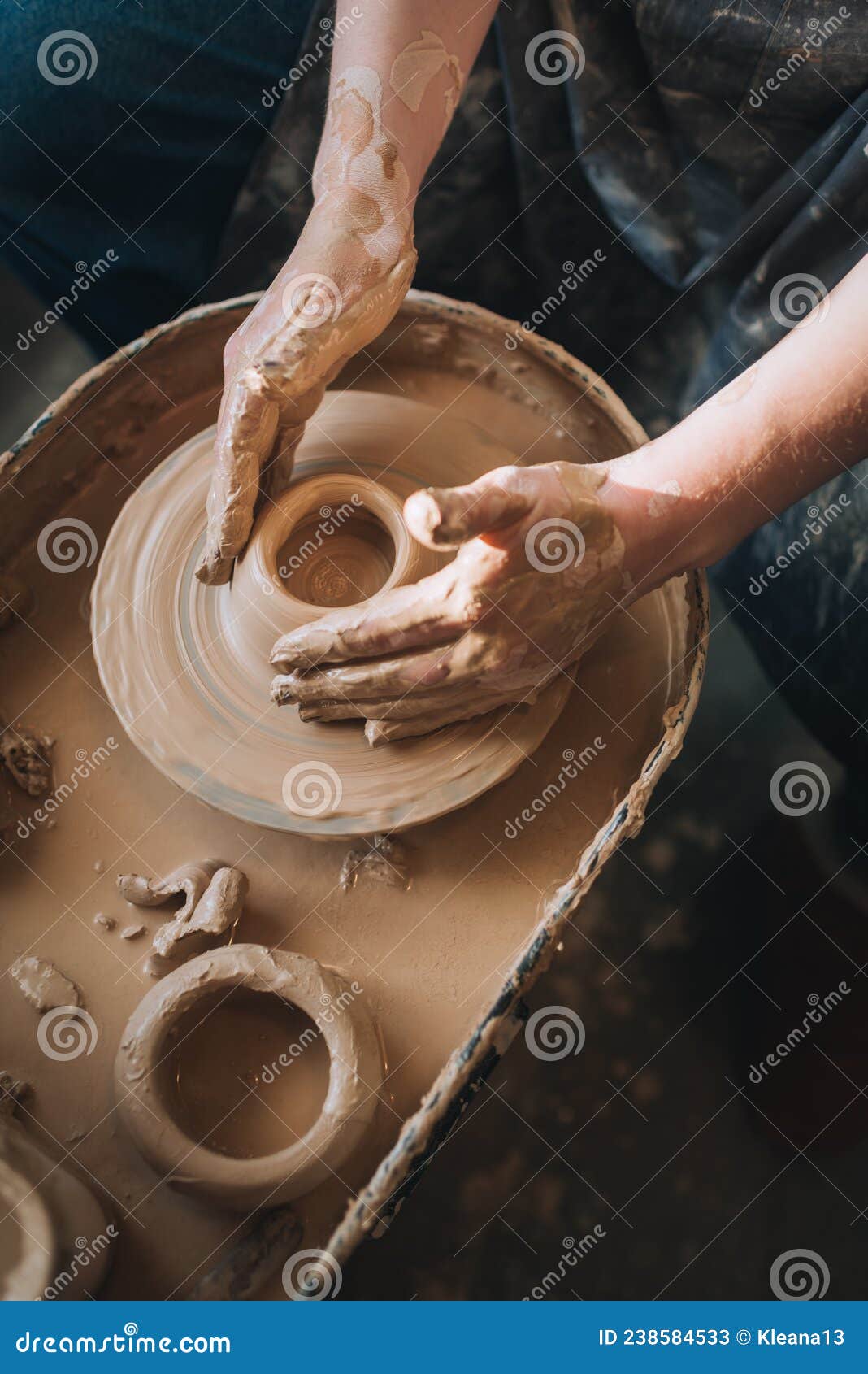 Clay Modeling Hands on a Potter`s Wheel Stock Image - Image of modeling ...