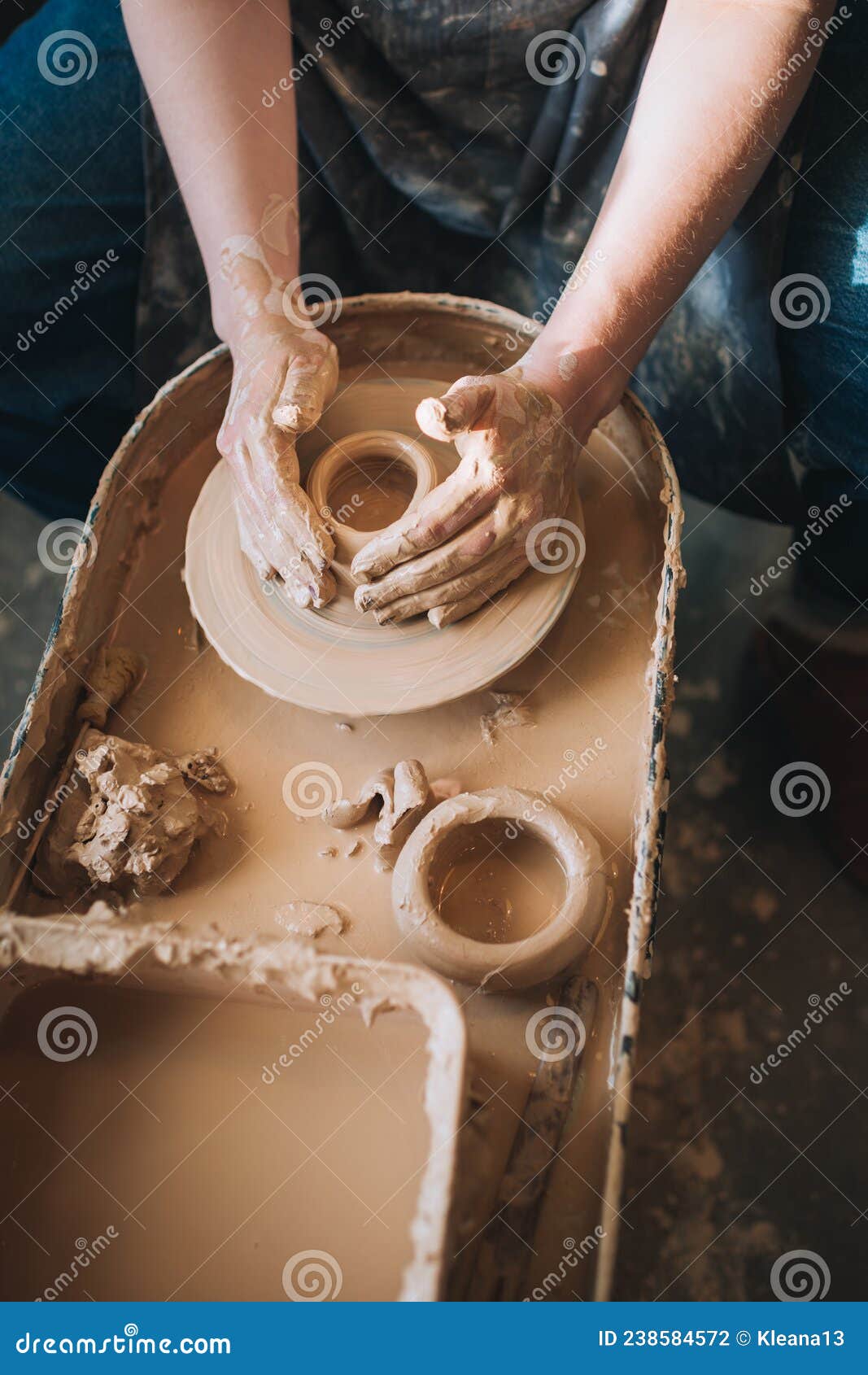 Clay Modeling Hands on a Potter`s Wheel Stock Photo - Image of creative ...