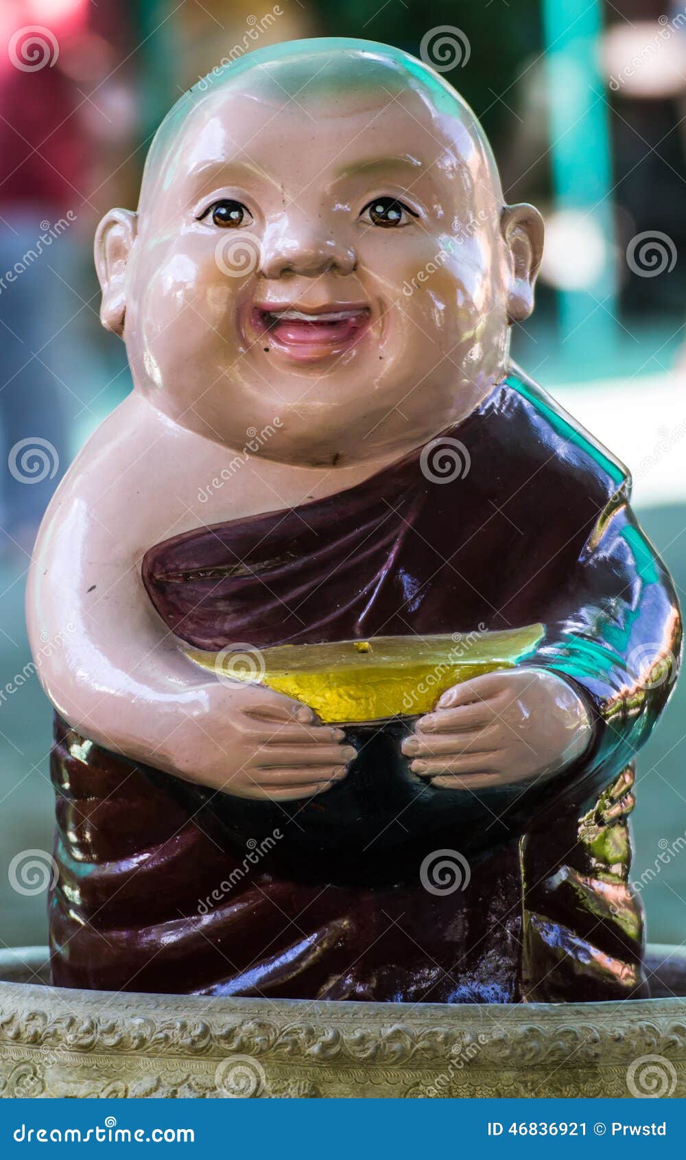 Clay Monk Happy Statues, Thai Style Stock Image - Image of cute, alloy ...