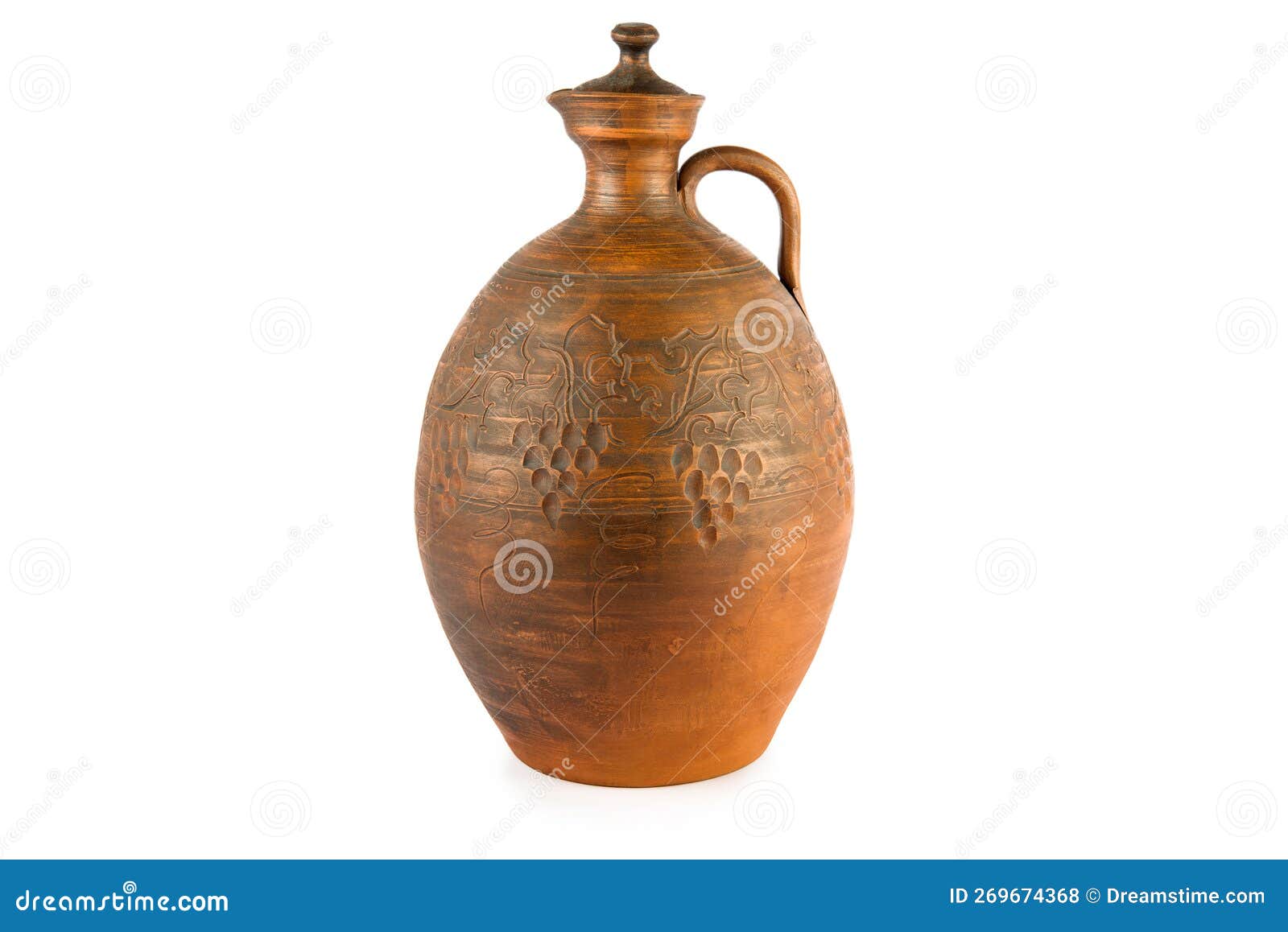 Clay Pitcher for Wine Isolated on a White Background Stock Photo ...