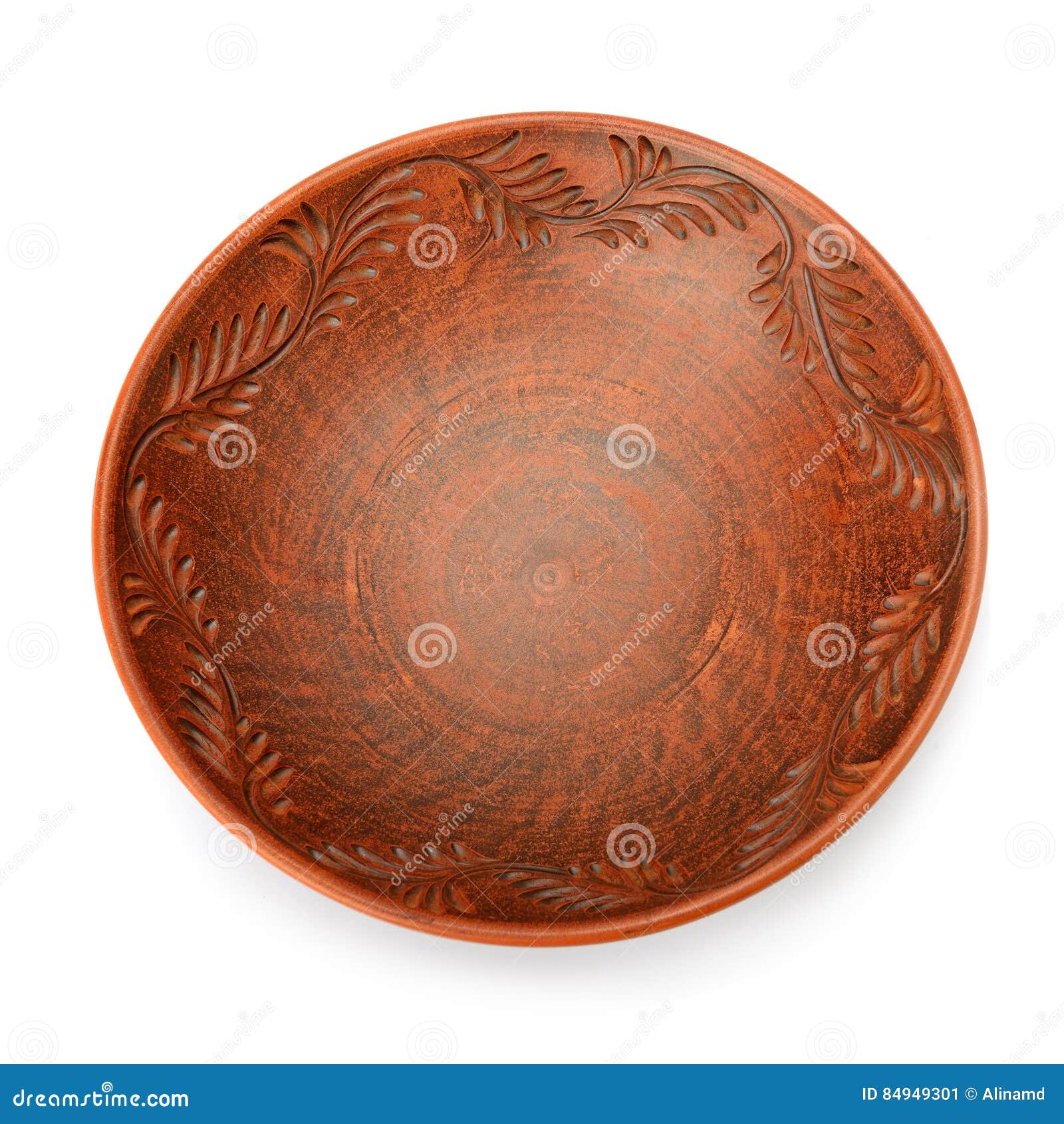 Clay Plate on White Background Stock Image - Image of eating, cuisine ...