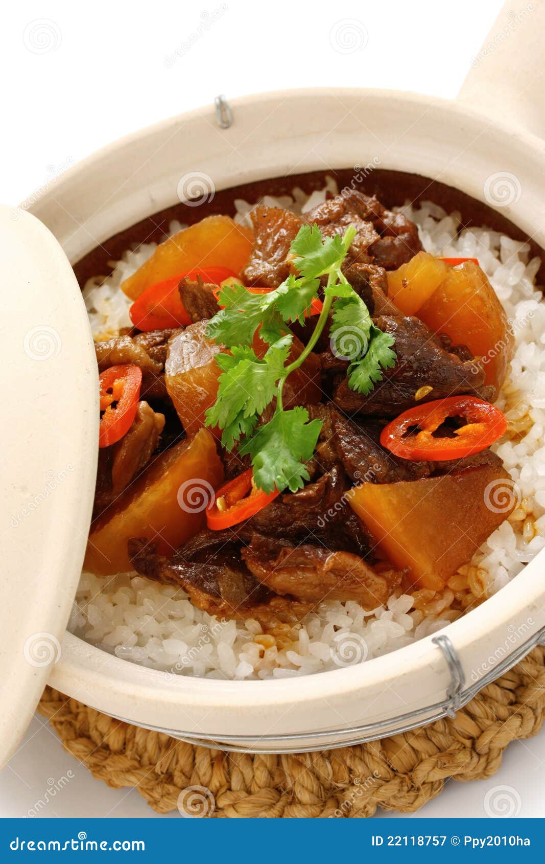 Clay Pot Beef Rice, Chinese Cuisine Stock Image - Image of food, beef ...