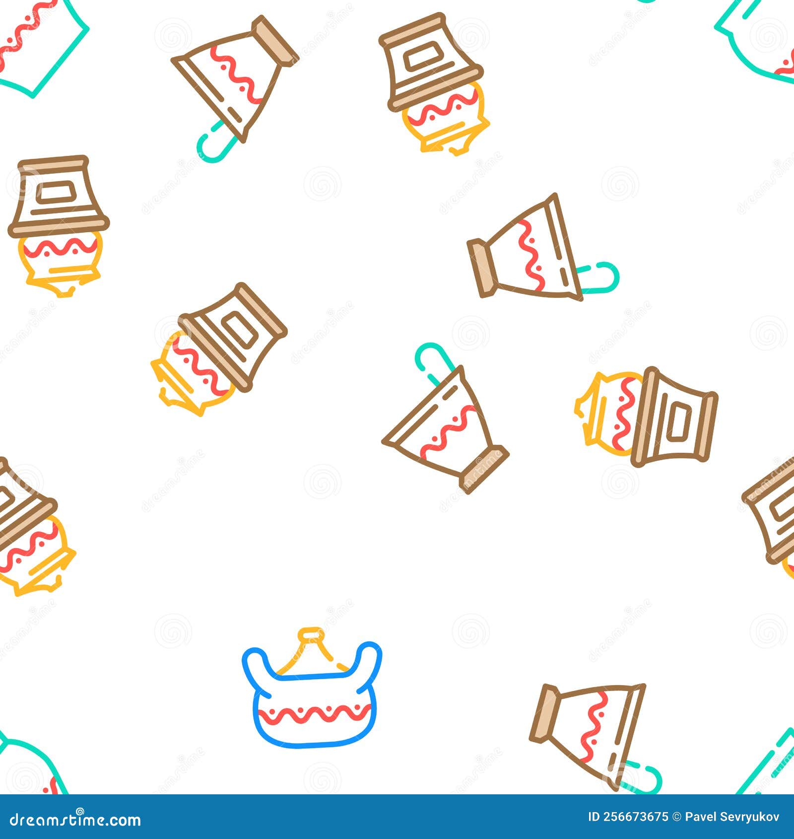 Clay Pot Ceramic Pottery Bowl Vector Seamless Pattern Stock ...