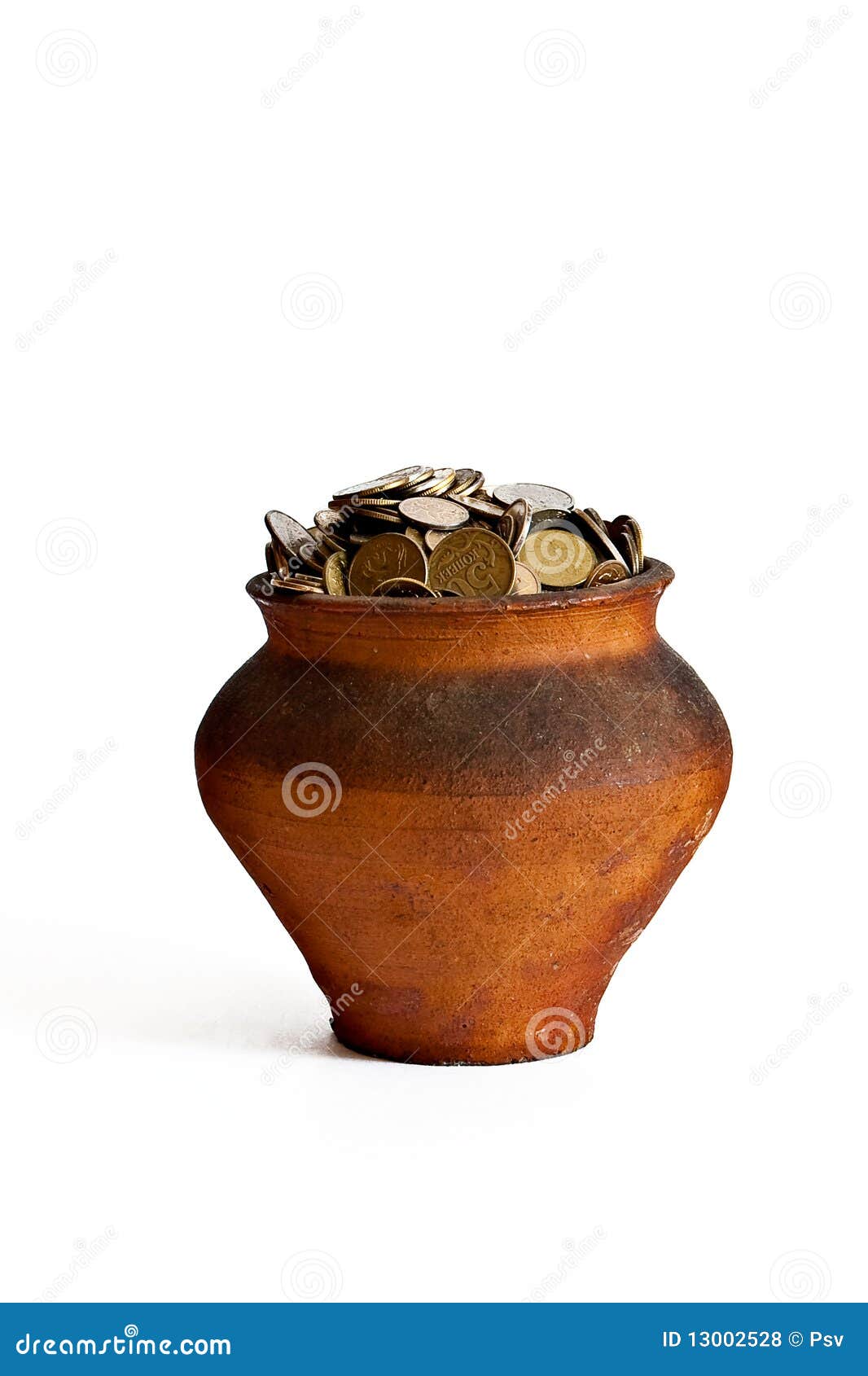 Clay pot with coins stock photo. Image of pennies, treasure - 13002528
