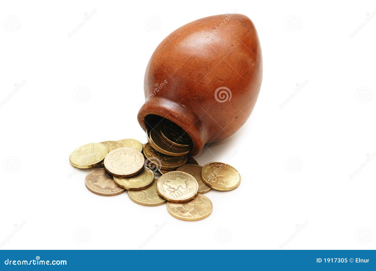 Clay Pot and Coins Isolated Stock Image - Image of savings, kettle: 1917305