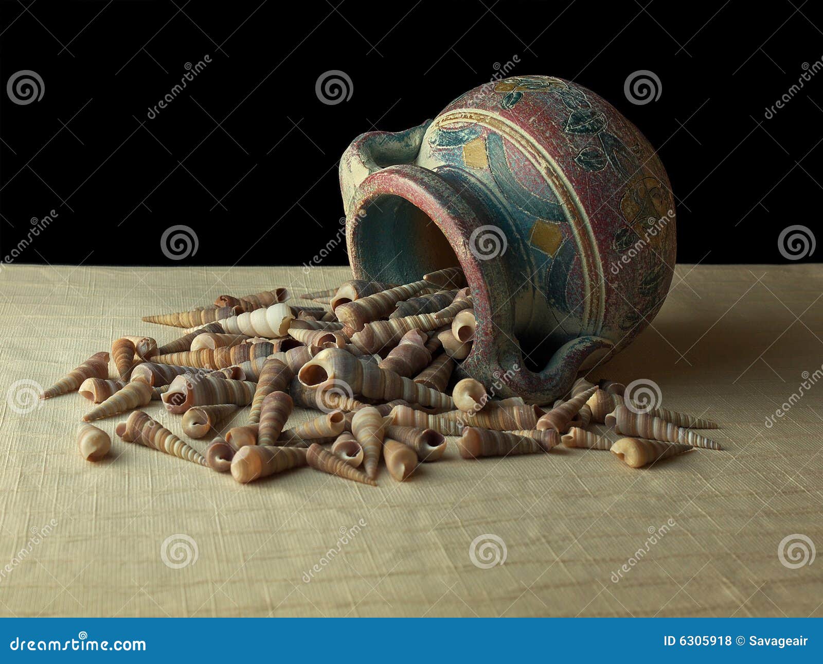 Clay Pot Dumping Shells Picture. Image: 6305918