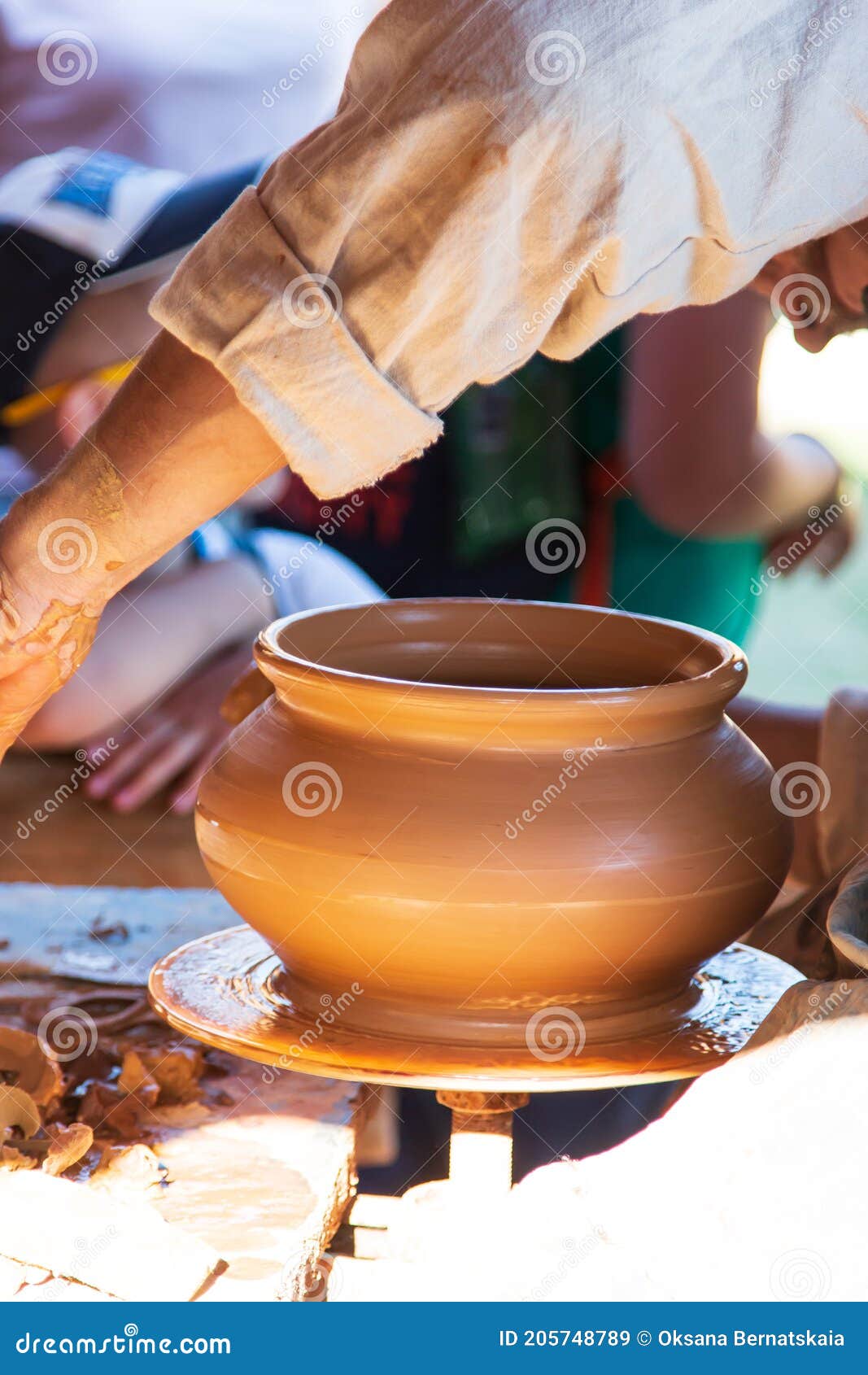 Clay pot making home craft stock image. Image of brown - 205748789