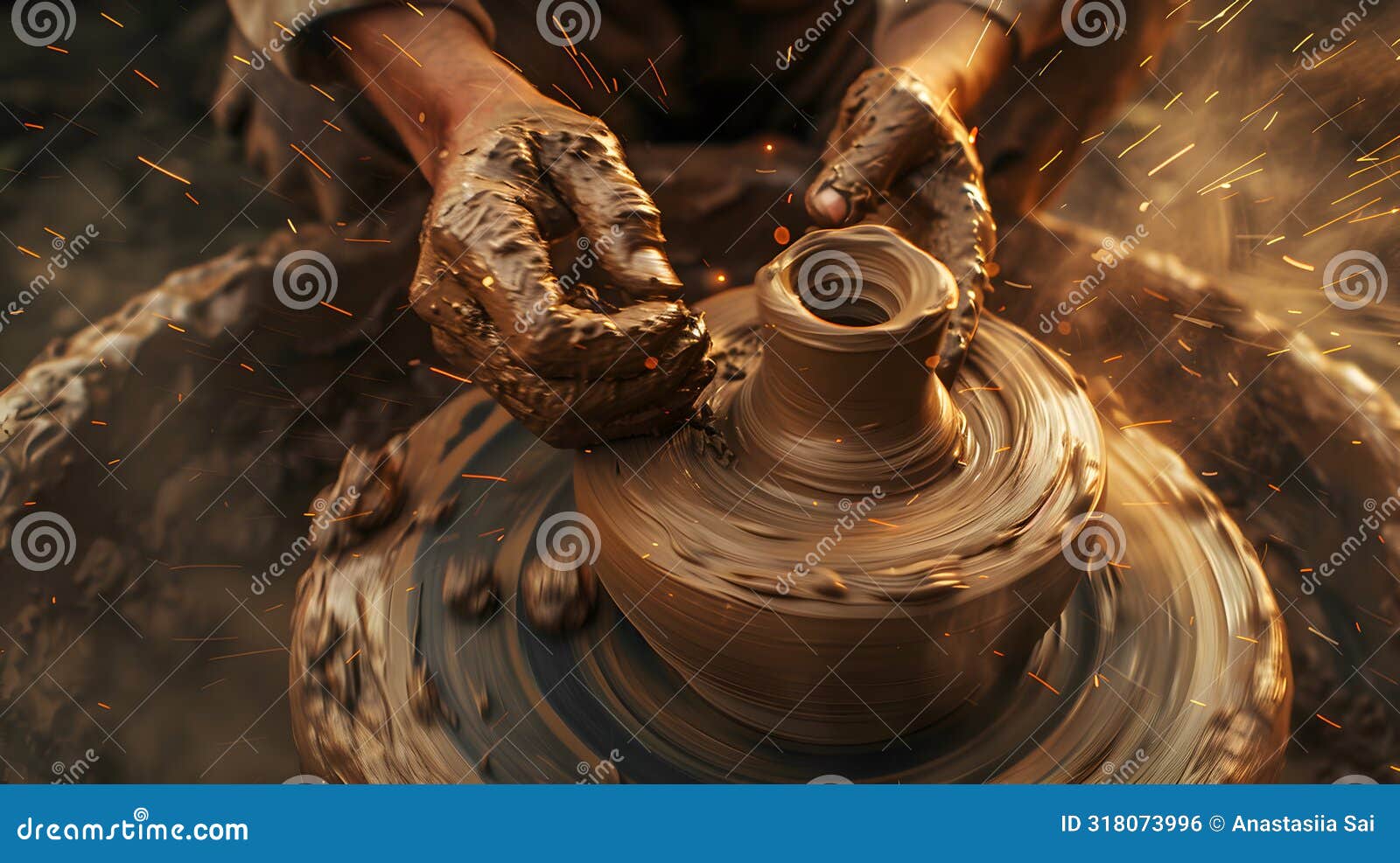 Clay Pot Modeling, Close-Up Hands Stock Photo - Image of creativity ...