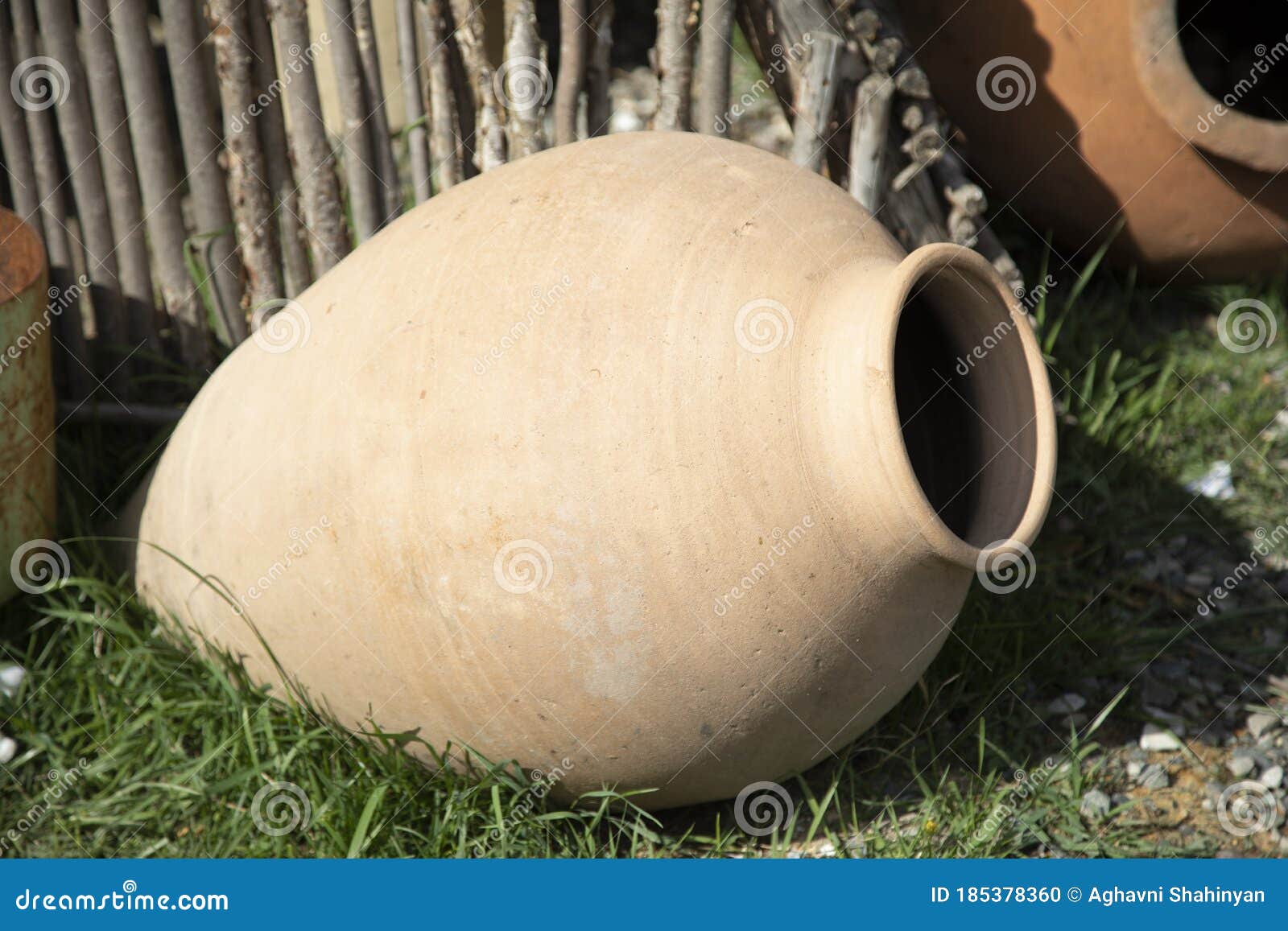Clay Pot in Nature Background Stock Photo - Image of background, brown ...