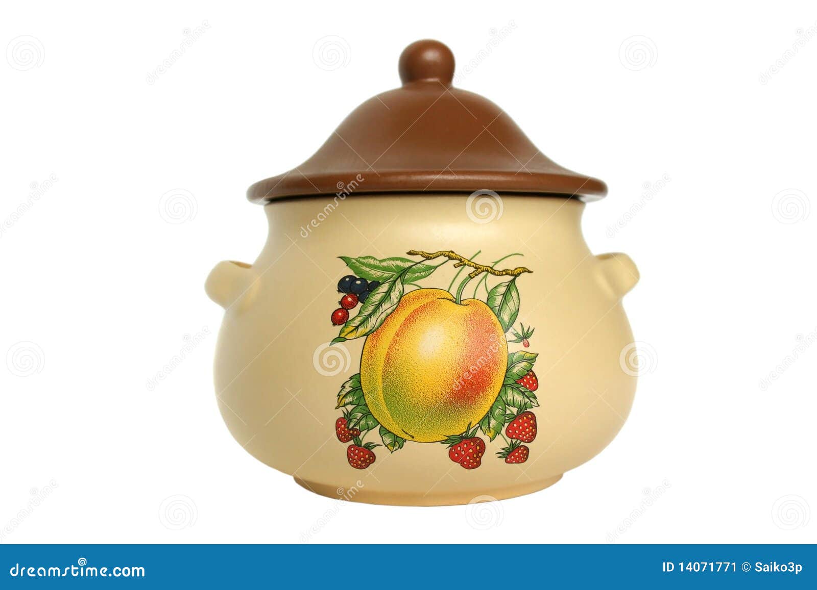 Clay pot with nice picture stock image. Image of isolated - 14071771