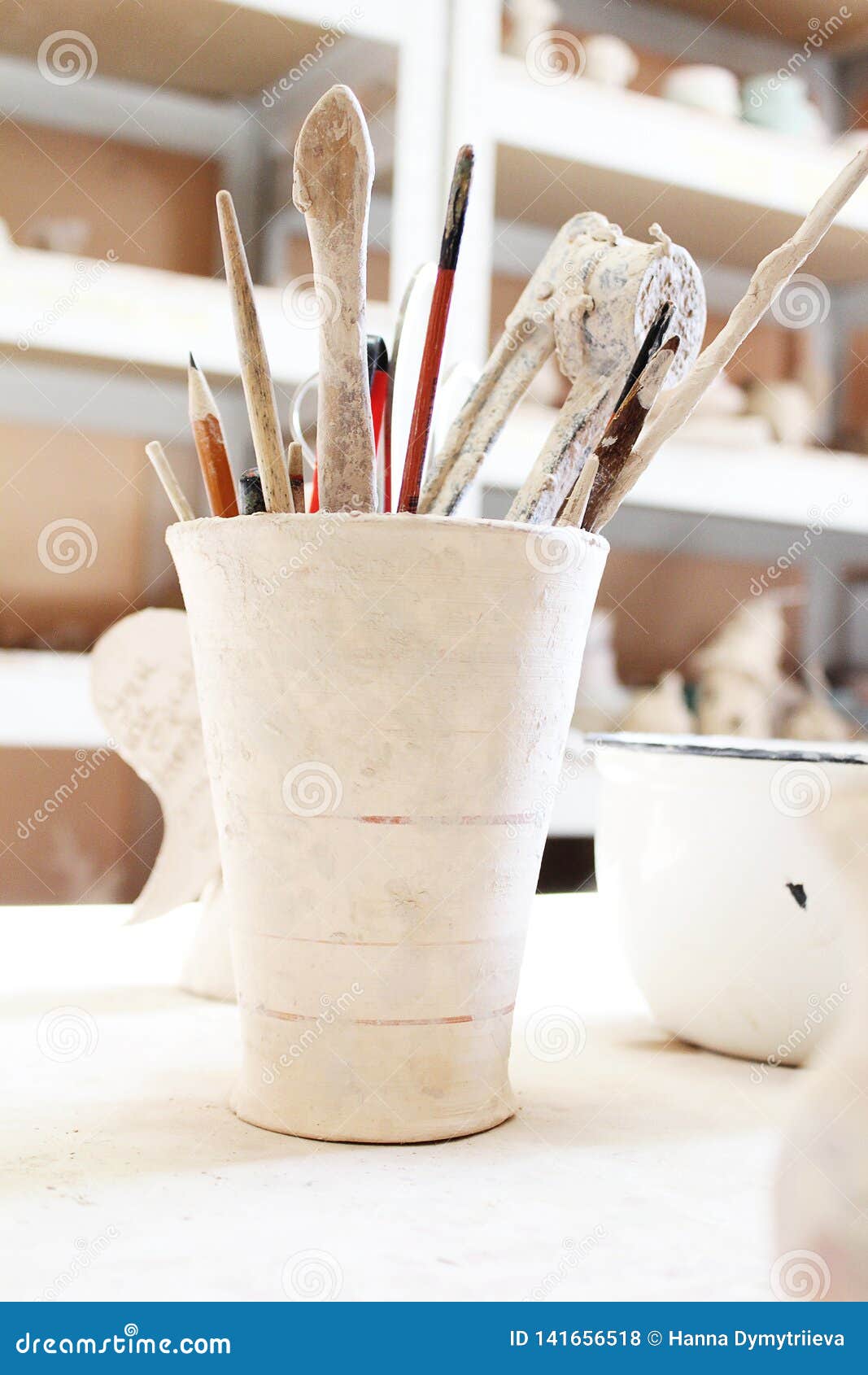 Clay Pot Pottery Tools Working Place Stock Photo - Image of natural ...