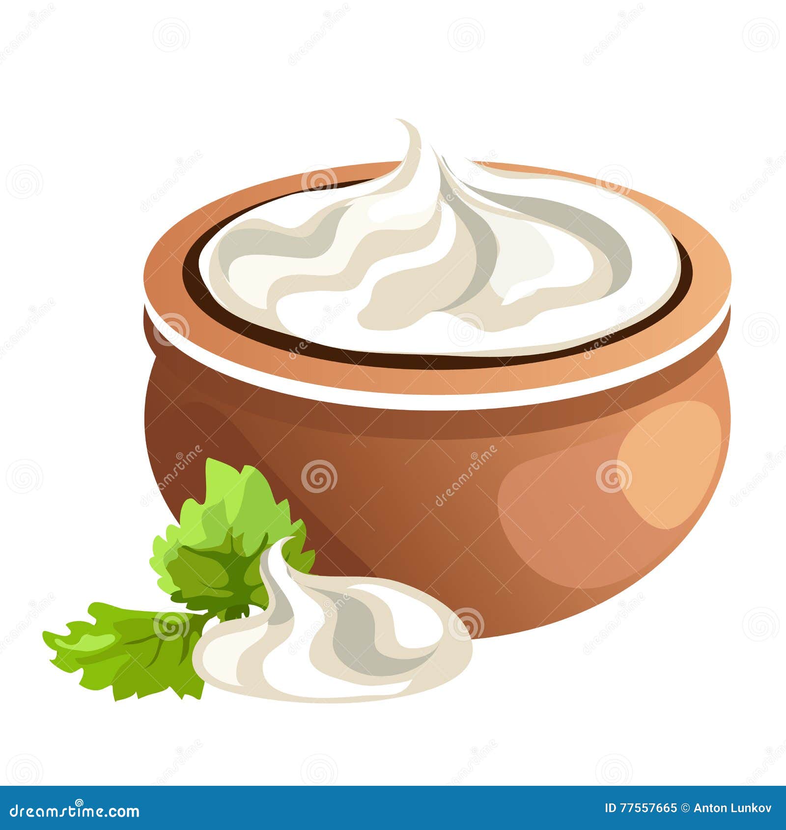 Clay pot with white cream stock vector. Illustration of breakfast ...