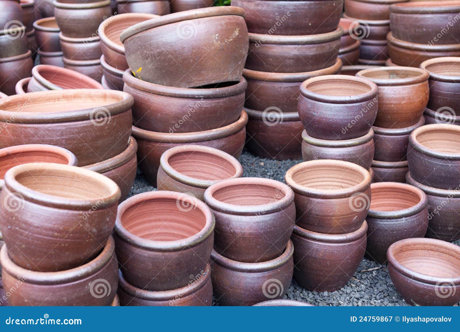 Clay pots stock image. Image of decoration, empty, clay - 24759867