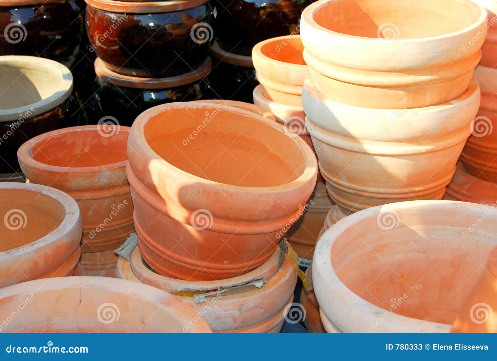 Clay pots stock image. Image of brown, stack, grow, pottery - 780333
