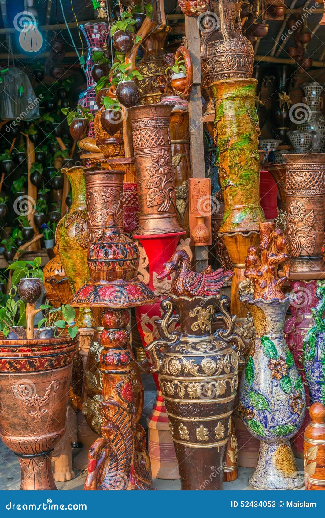 Clay pots with arts stock image. Image of clay, pottery - 52434053