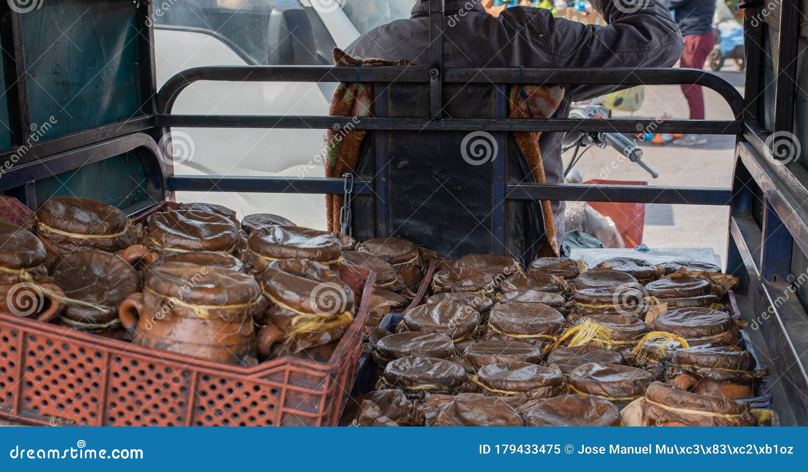 Clay Pots with Food in Trunk of a Moped. Marrakech, Morocco Stock Image ...