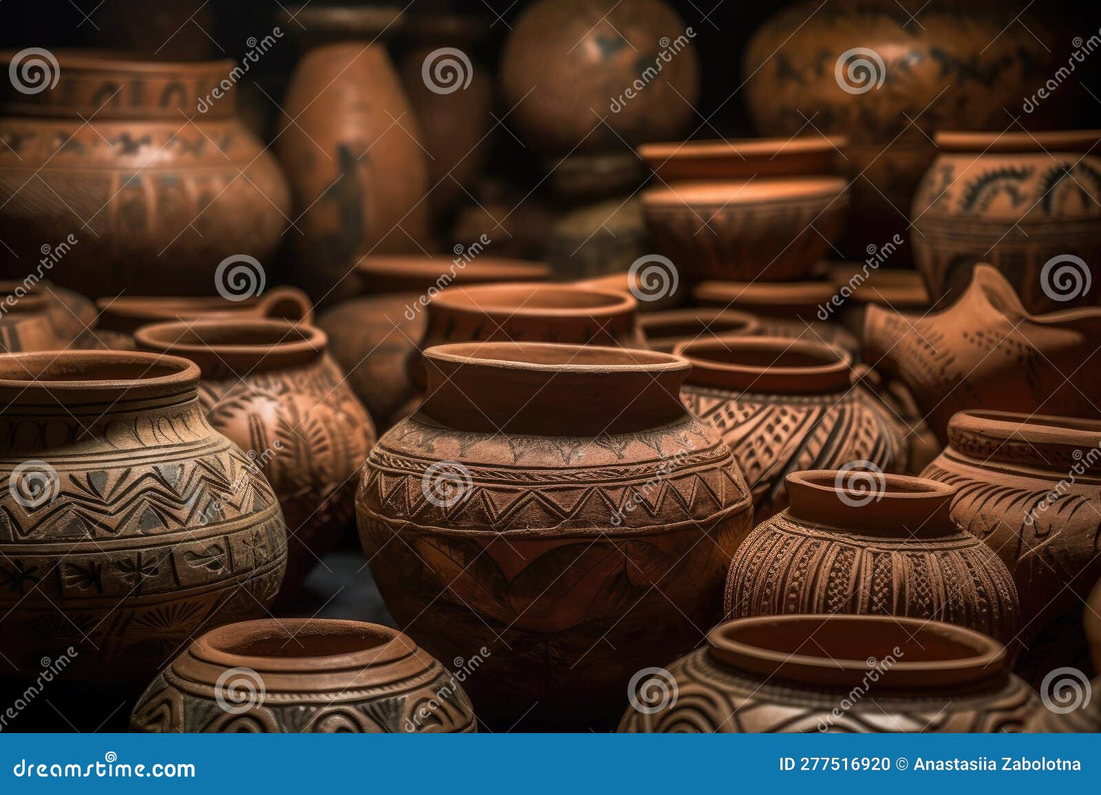 Clay Pots with Intricate Patterns and Designs. Generative AI Stock ...