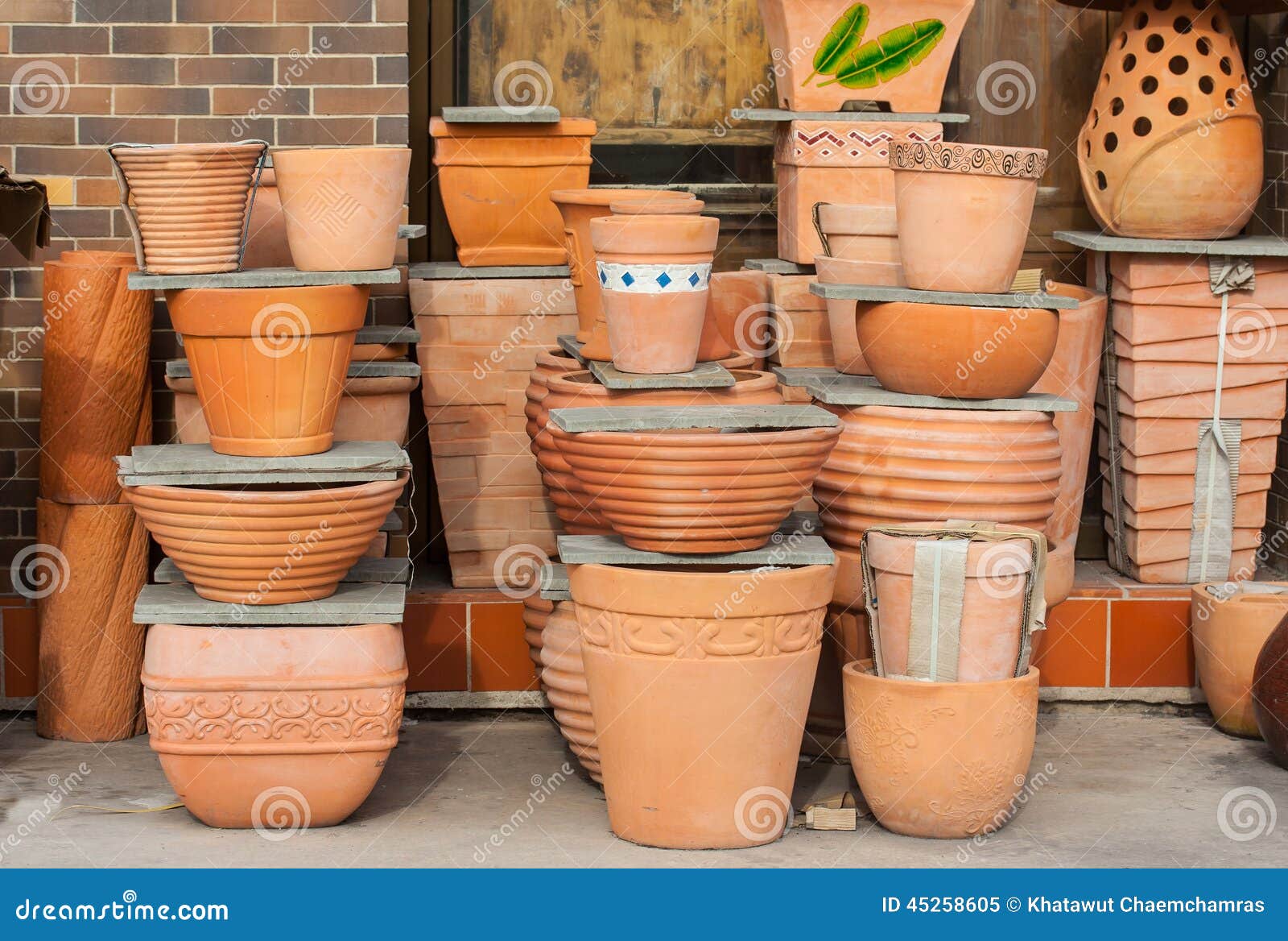 Clay pots stock image. Image of pots, work, vintage, cups - 45258605