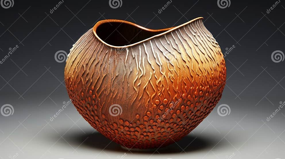 Clay Pottery with Textured Surface Stock Illustration - Illustration of ...