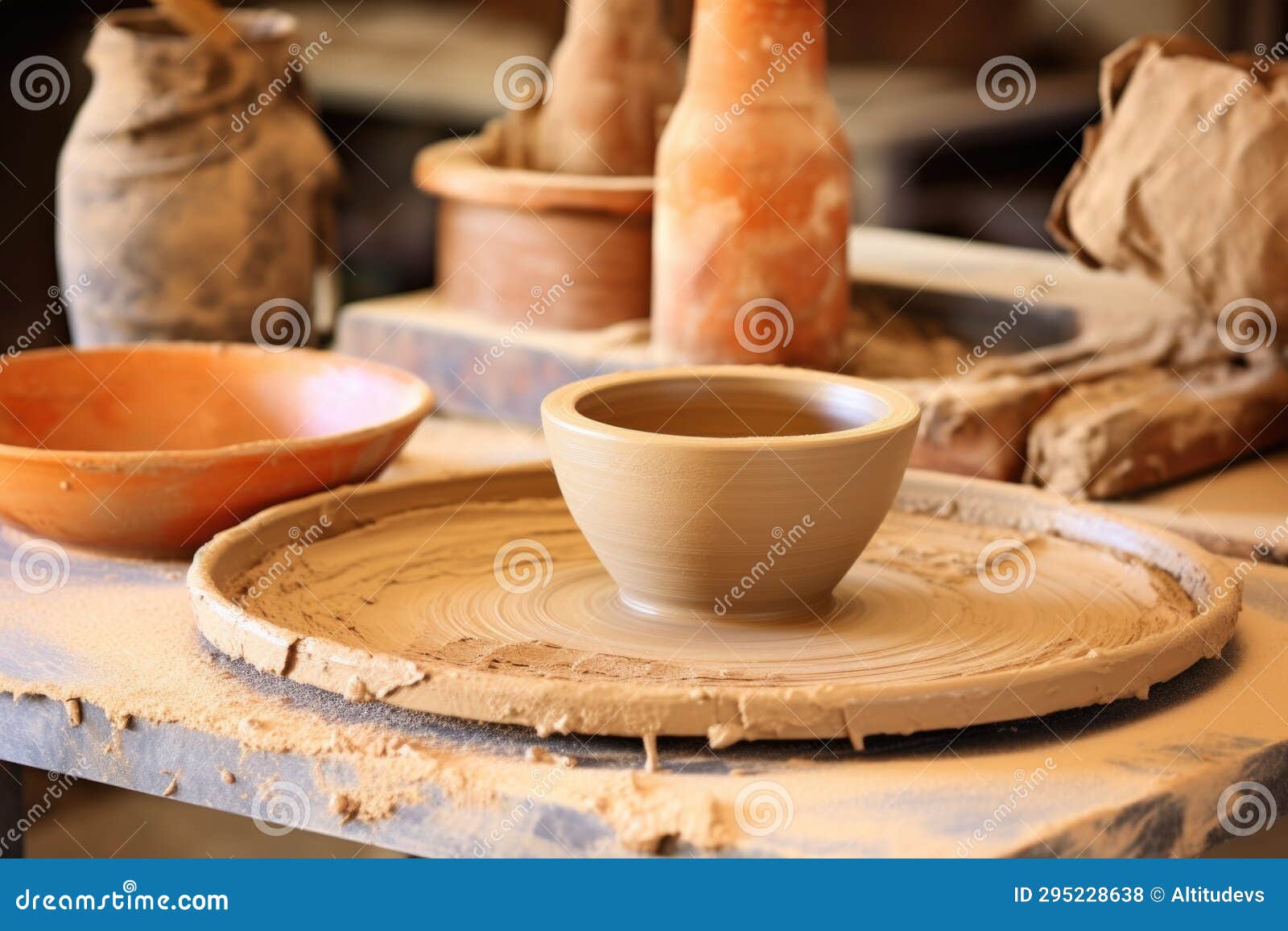 Clay Pottery Wheel with Unfinished Pot Stock Photo - Image of ceramics ...