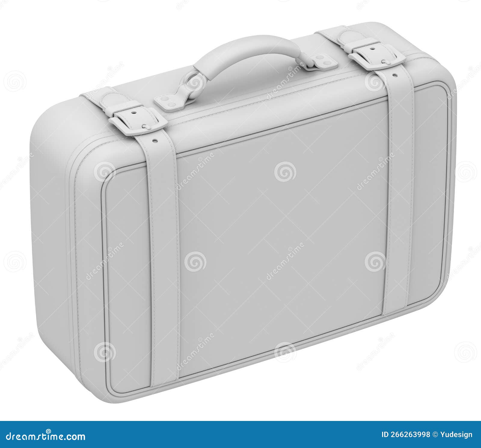 Clay Render of Retro Leather Suitcase Stock Illustration - Illustration ...