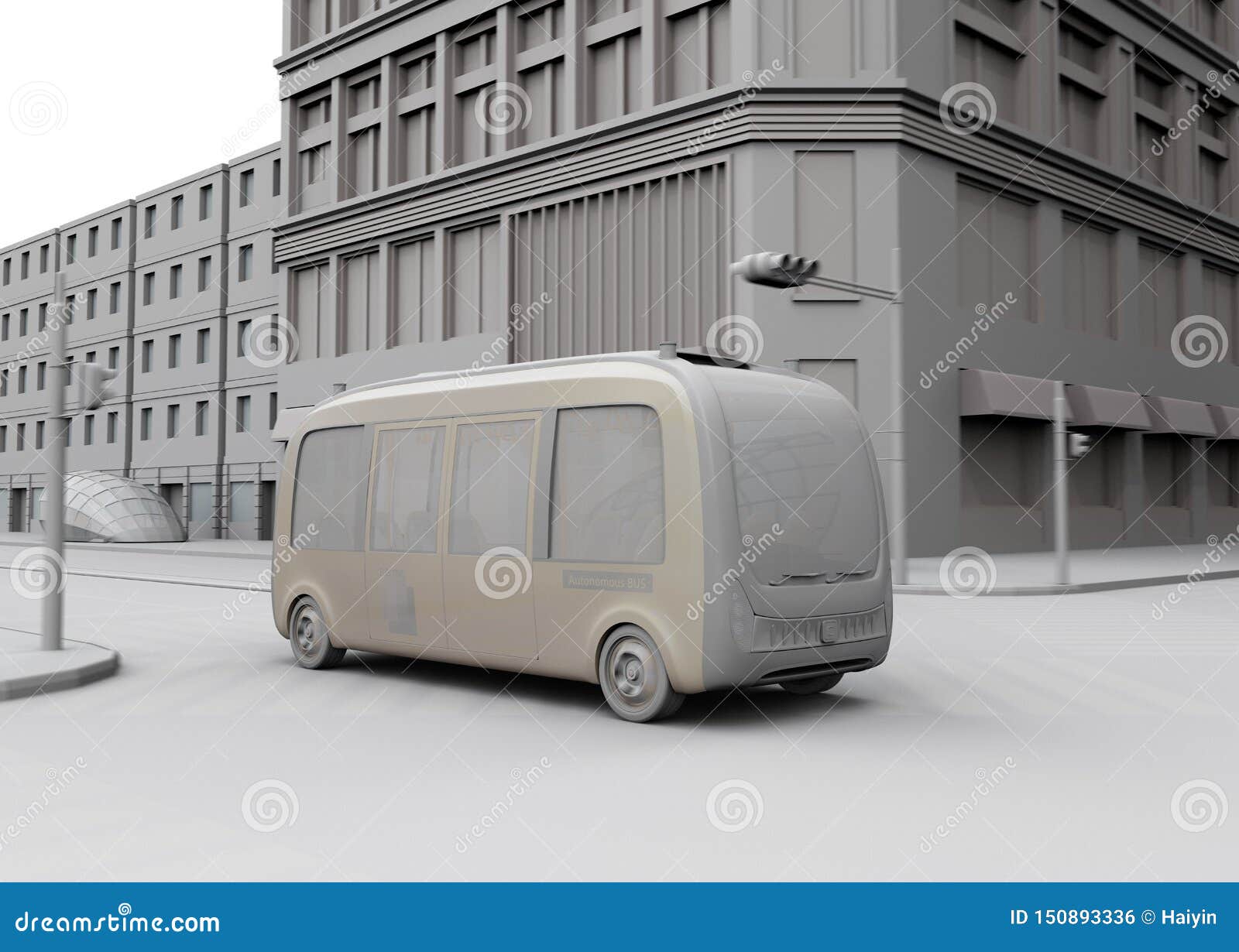 Autonomous Shuttle Bus Isolated On Gray Background Royalty-Free Stock ...
