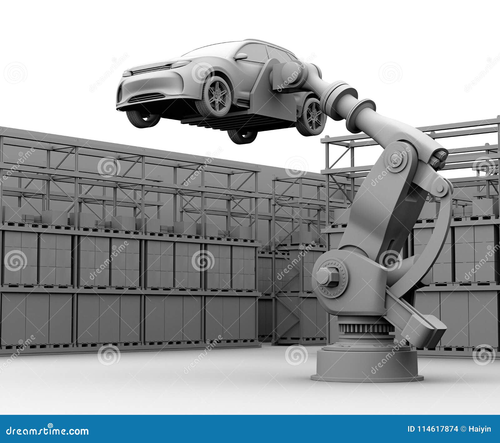 Heavyweight Robotic Arm Carrying Car Seats In Car Assembly Production ...