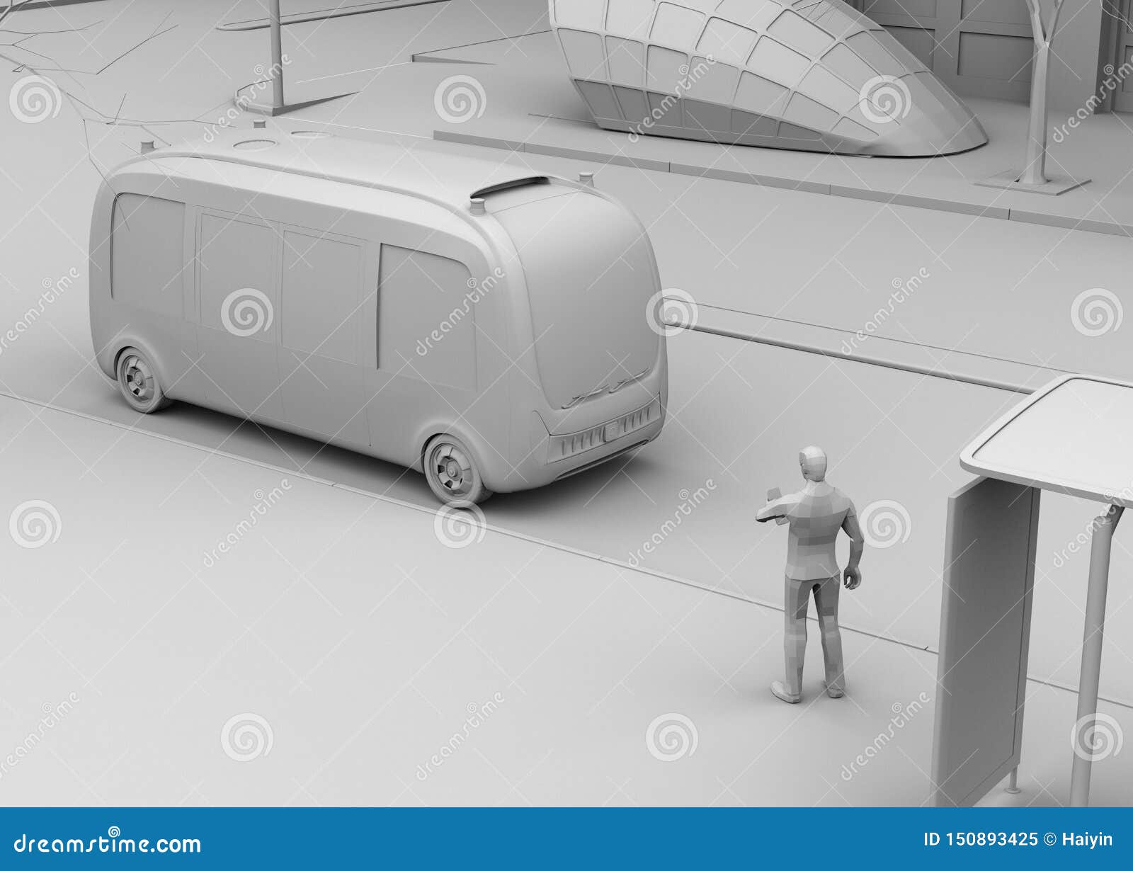 Autonomous Shuttle Bus Waiting At Bus Station Royalty-Free Stock Image ...