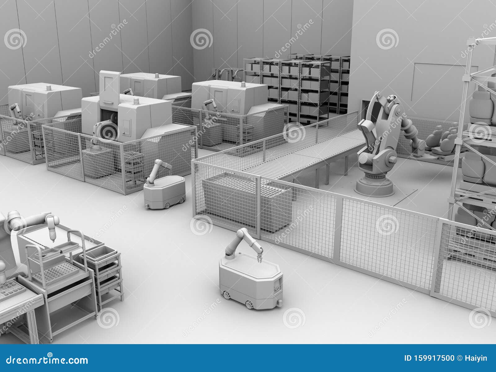 Mobile Robots, Heavy Payload Robot Cell And CNC Machines In Smart ...