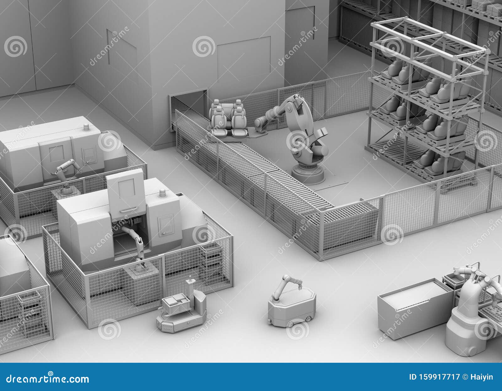 Clay Rendering of Mobile Robots, Heavy Payload Robot Cell and CNC ...